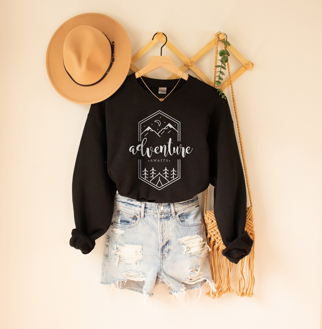 Adventure Sweatshirt, Adventure Awaits Sweater, Camping Sweatshirt ...