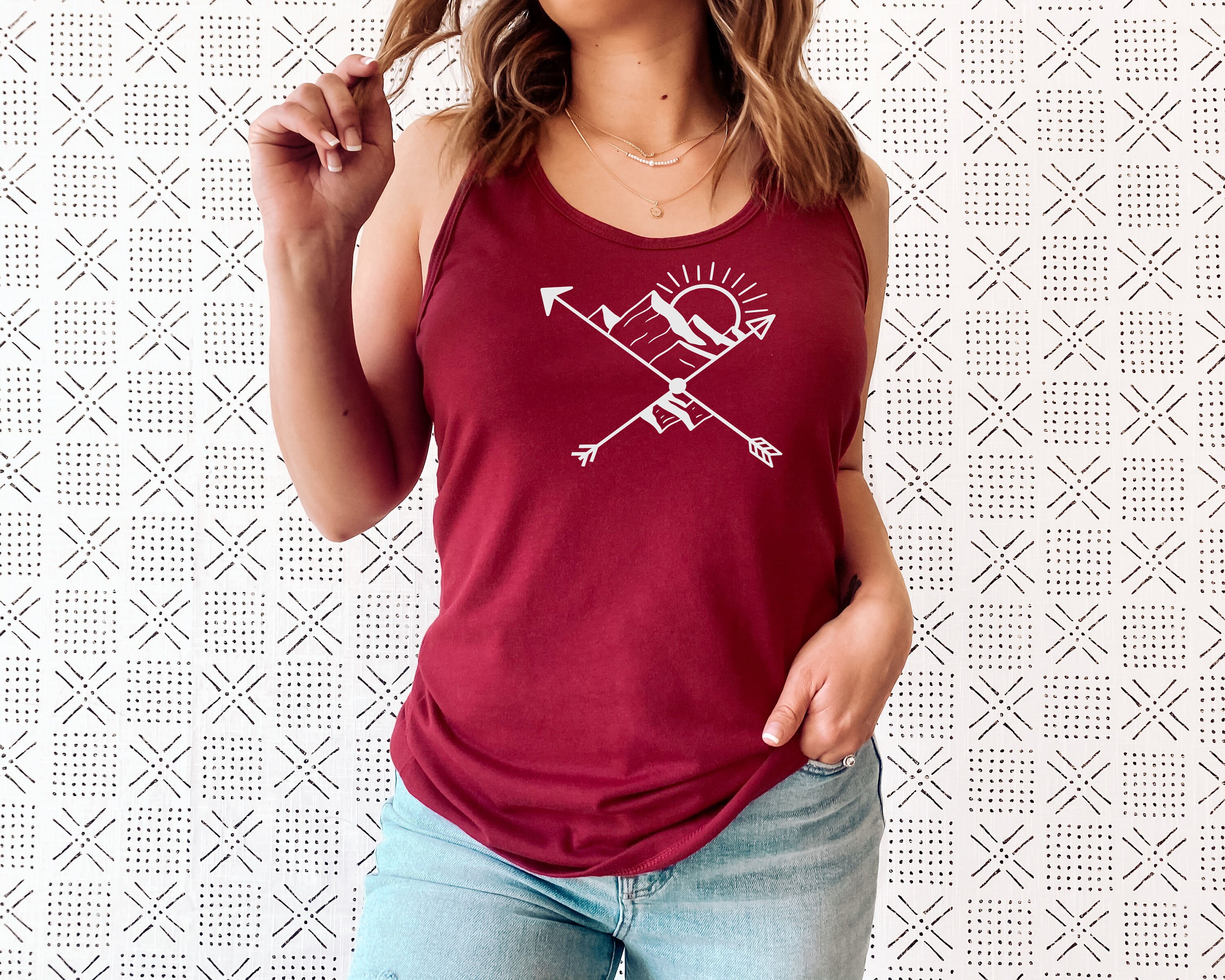 Arrow Cross Mountains Tank Top Adventure Tank Top Camping - Etsy