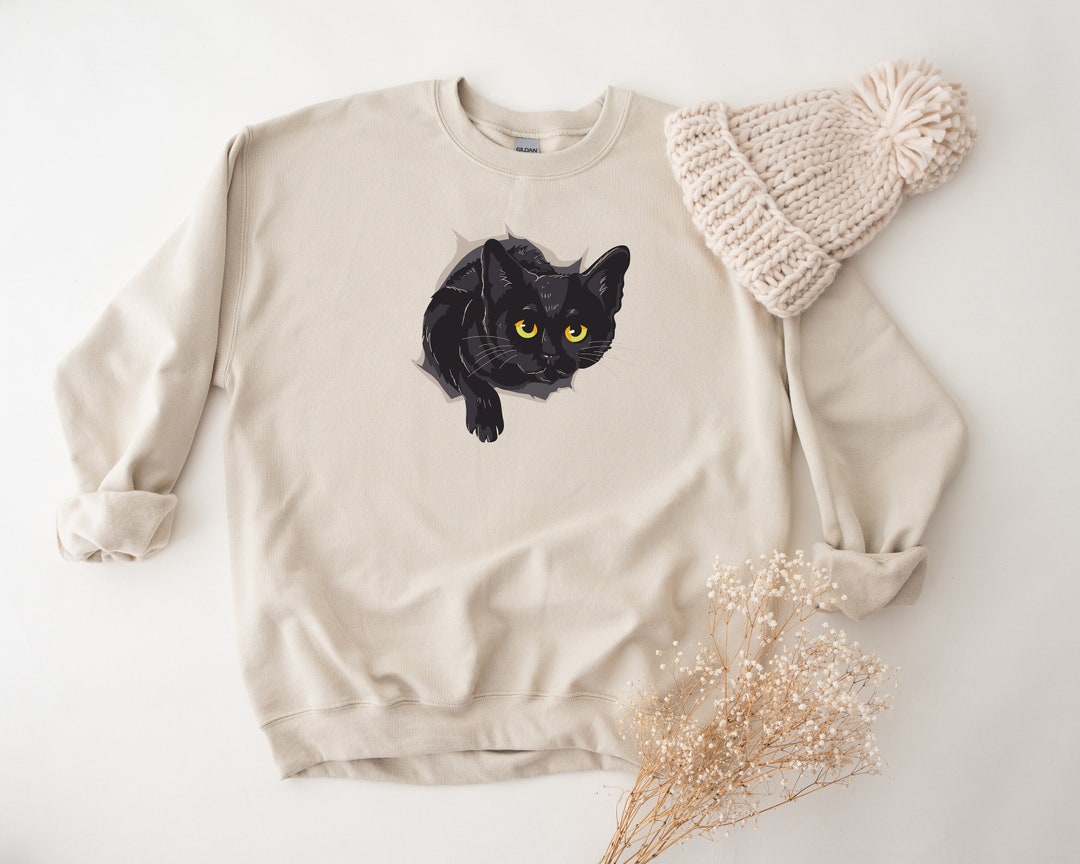 Black Cat Sweatshirt, Cat Mom Sweatshirt, Cat Sweatshirt, Cat Lover ...