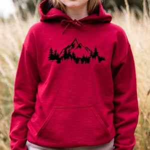 Mountain Trees View Hoodie, Mountain Hoodie, Adventure Hoodie, Camping ...