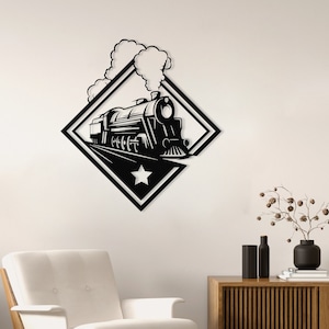 Train Metal Wall Art, Metal Wall Decor, Living Room Decor, Metal Wall ...