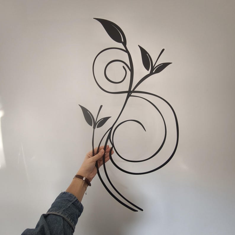 Luxury Flower Metal Wall Art: Minimalist Plant Sculpture, Esthetic Home ...