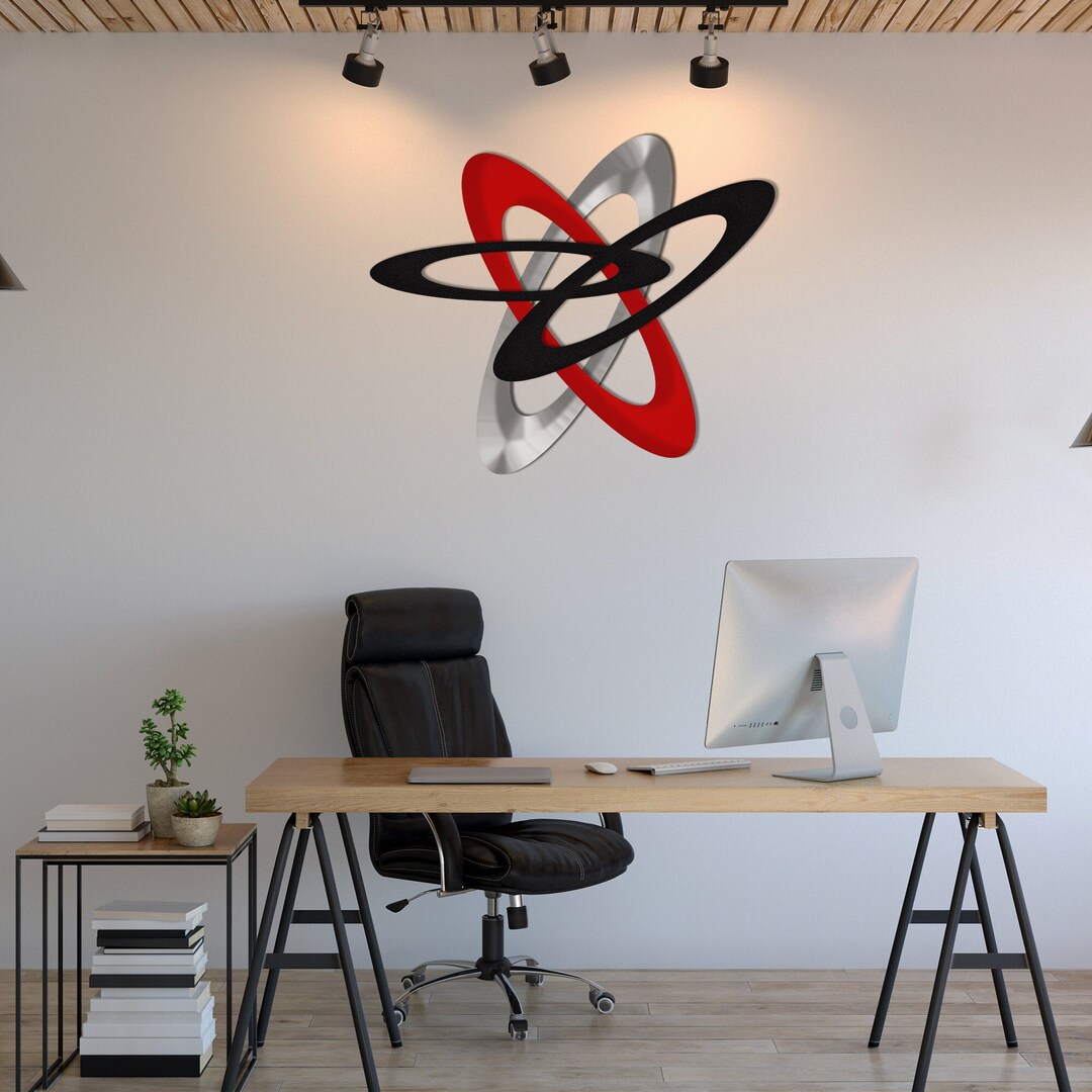 Quantum Metal Wall Art, Abstract Design Metal Wall Art, Red and Black ...