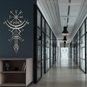 Vegvisir Metal Wall Art, Viking Metal Decor, Runic Wall Decor, Nordic ...