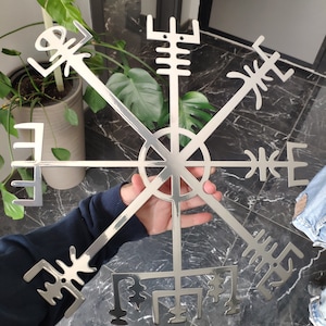 Vegvisir Metal Wall Art, Viking Metal Decor, Runic Wall Decor, Nordic ...