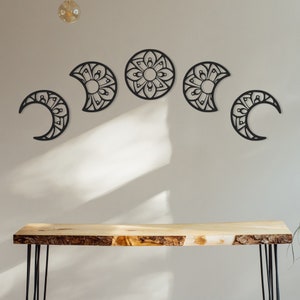 Set of 5 Moon Phases Metal Wall Art, Moon Phases Wall Decor, Gold Moon ...