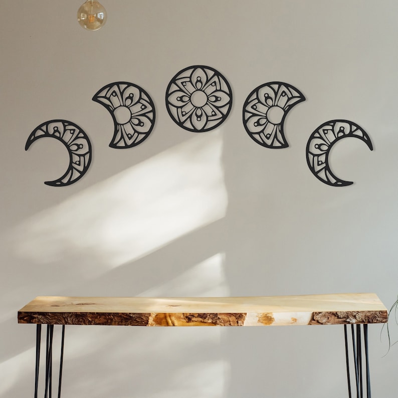 Set of 5 Moon Phases Metal Wall Art Moon Phases Wall Decor - Etsy