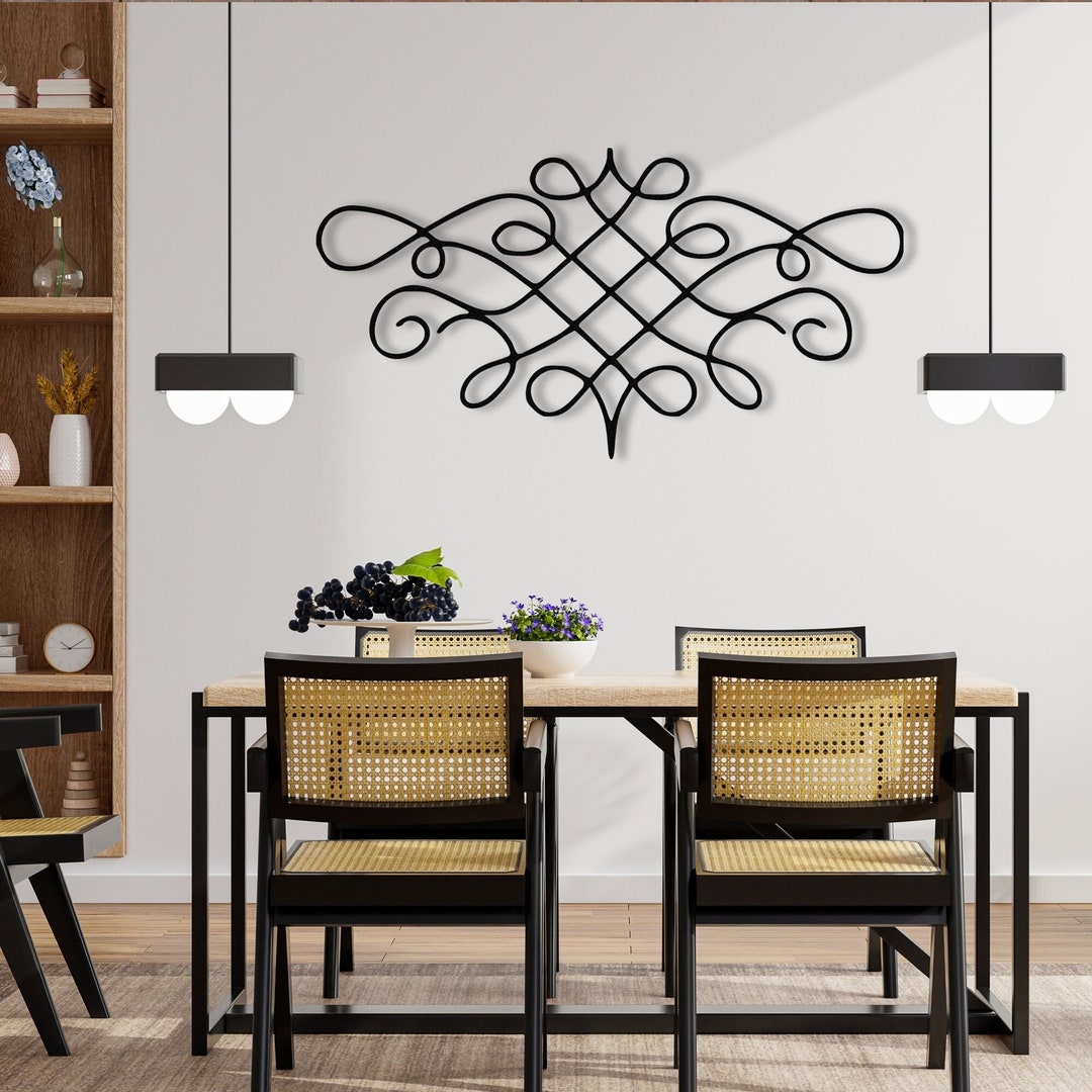 Vintage Metal Wall Art, Vintage Design Wall Hanging, Minimalist Line ...