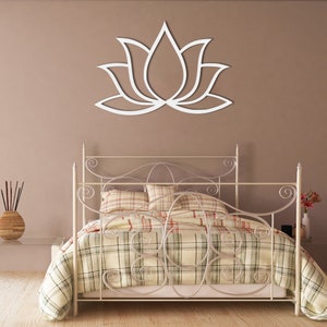 Lotus Flower Metal Wall Art, Lotus Silver Color Wall Decor, Bohemian ...