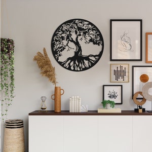 Tree of Life Metal Wall Decor, Round Tree Sign, Gift for Him, Tree ...