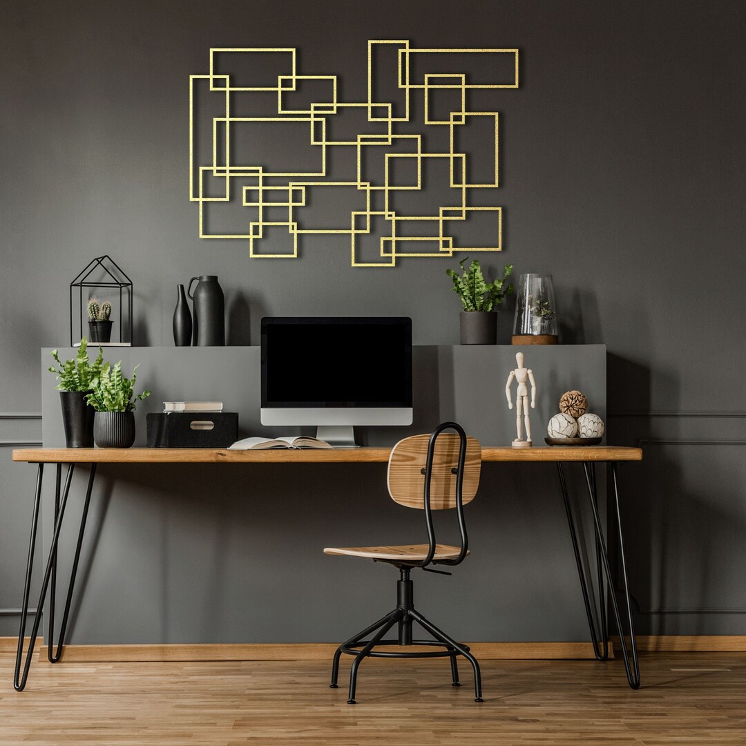 Luxury Gold Metal Geometric Wall Art Large Geometric Wall - Etsy