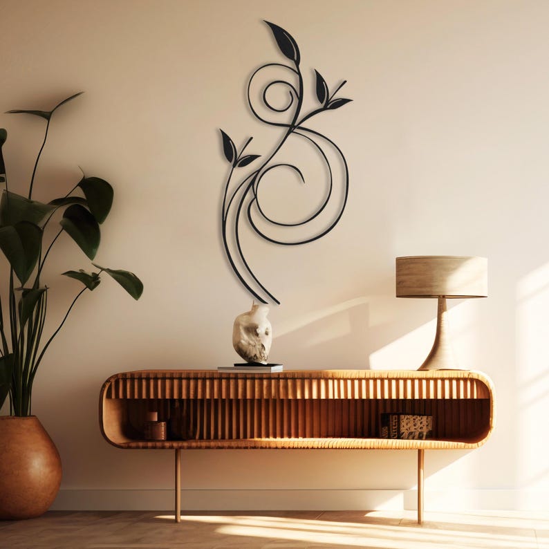 Luxury Flower Metal Wall Art: Minimalist Plant Sculpture, Esthetic Home ...