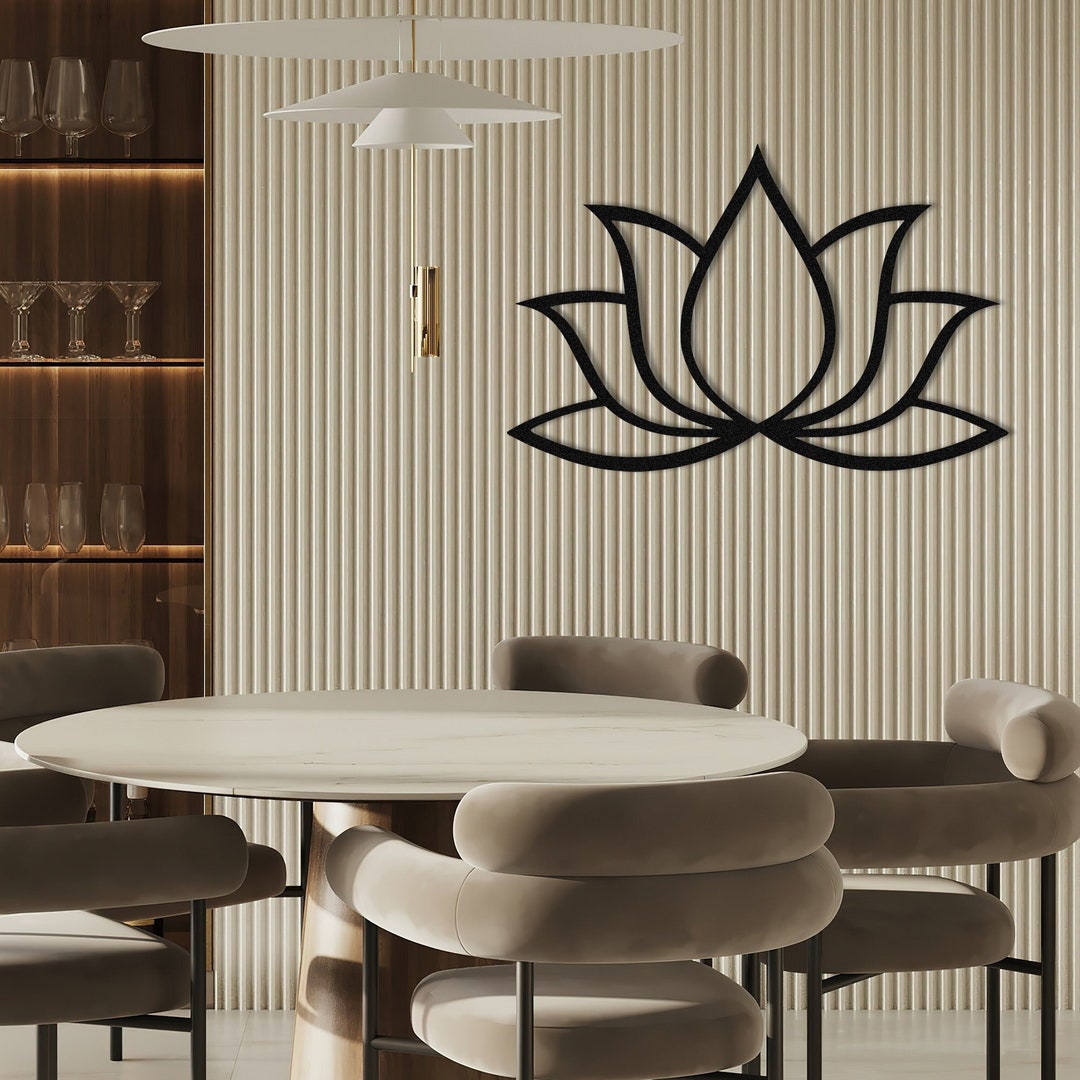Lotus Flower Metal Wall Art, Lotus Silver Color Wall Decor, Bohemian ...