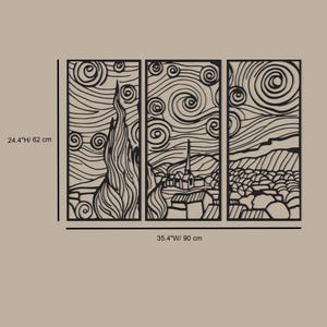 Van Gogh Starry Night Metal Wall Art: Modern Home Decor - Etsy