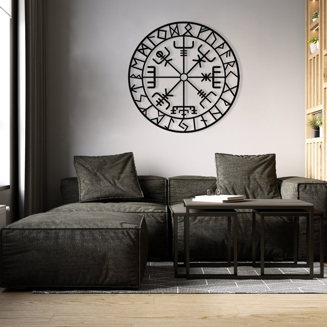 Vegvisir Metal Wall Decor, Large Metal Wall Hanging, Metal Viking Decor ...