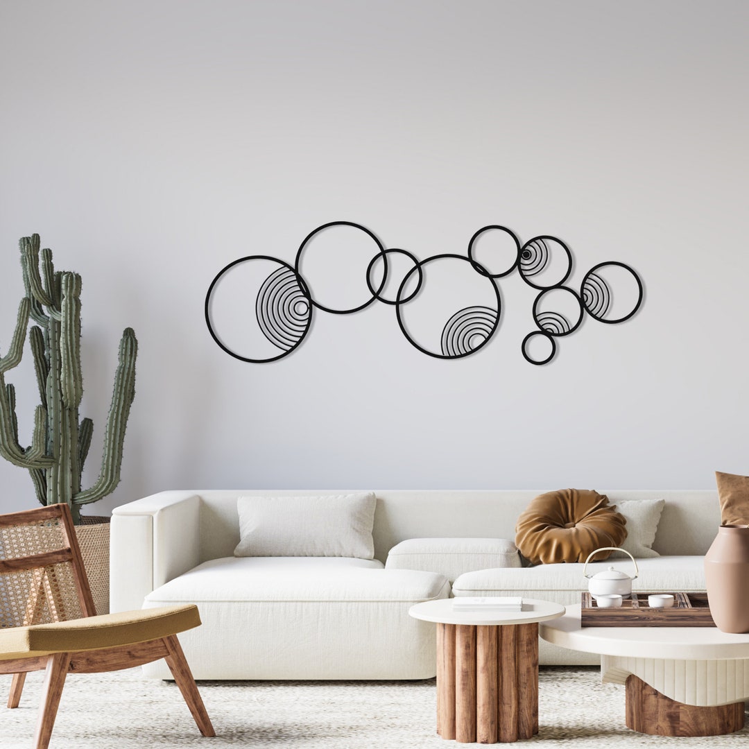 Abstract Circles Wall Art, Luxury Living Room Decors, Large Metal ...