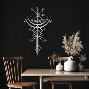 Vegvisir Metal Wall Art, Viking Metal Decor, Runic Wall Decor, Nordic ...