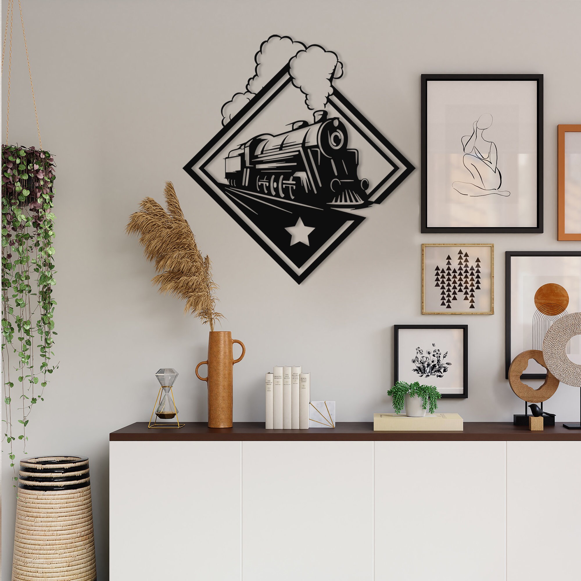 Train Metal Wall Art Metal Wall Decor Living Room Decor - Etsy