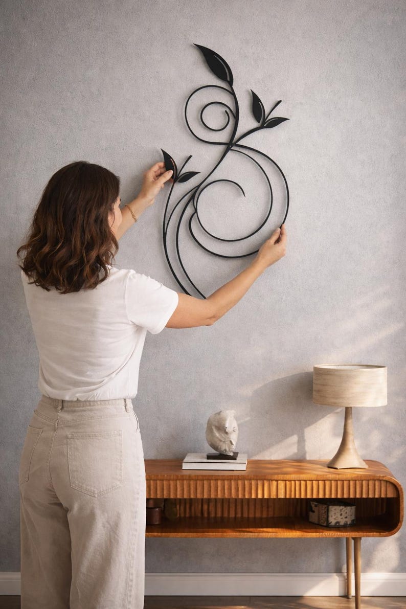Luxury Flower Metal Wall Art: Minimalist Plant Sculpture, Esthetic Home ...