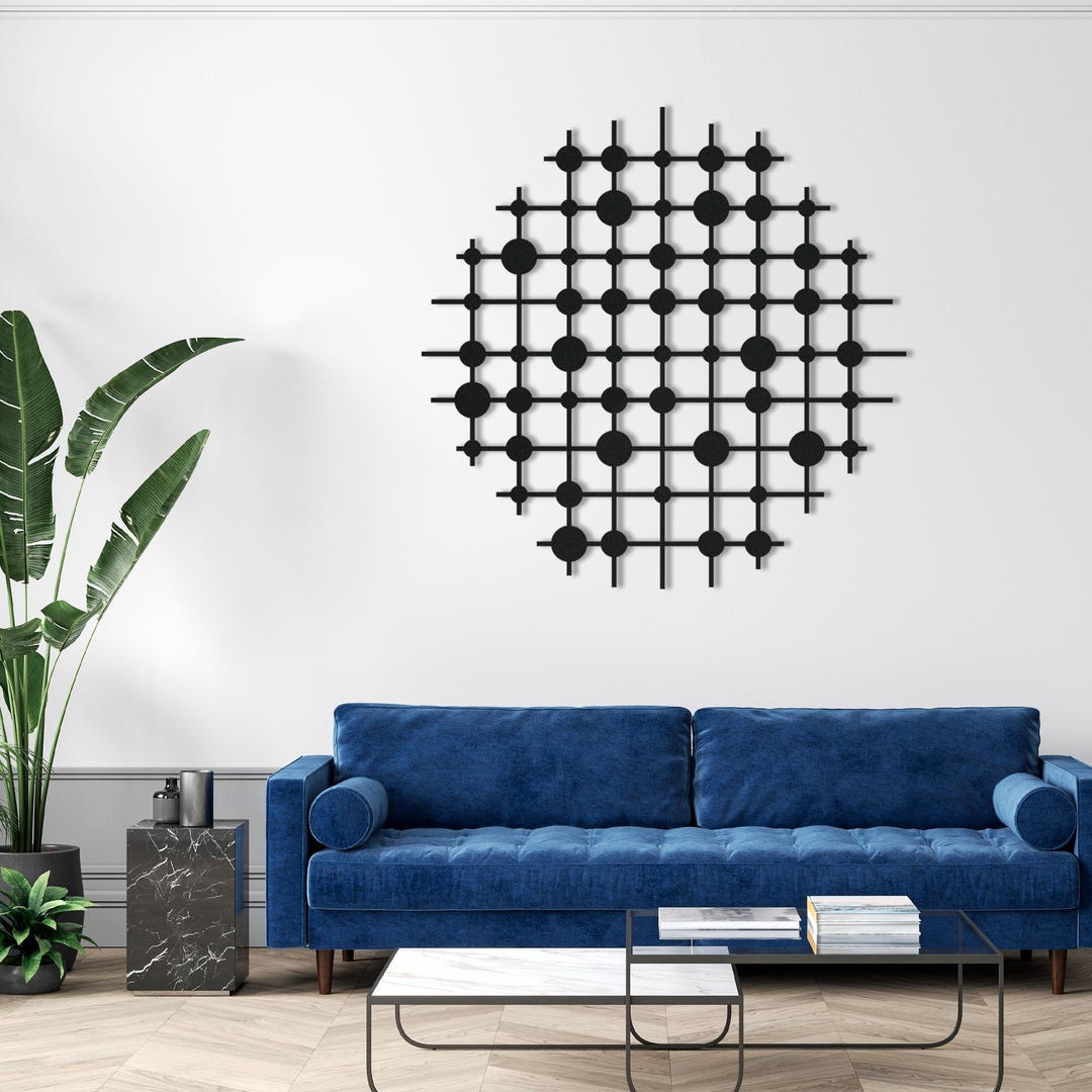 Geometric Metal Wall Art: Modern Round Grid Decor, Indoor Outdoor - Etsy