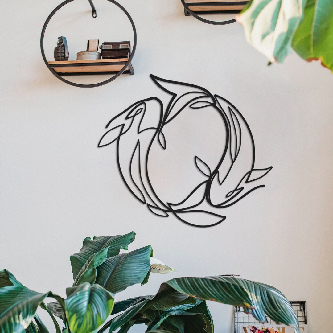 Koi Fish Metal Wall Art, Beta Fishes Wall Art, Enso Circle Metal Wall ...