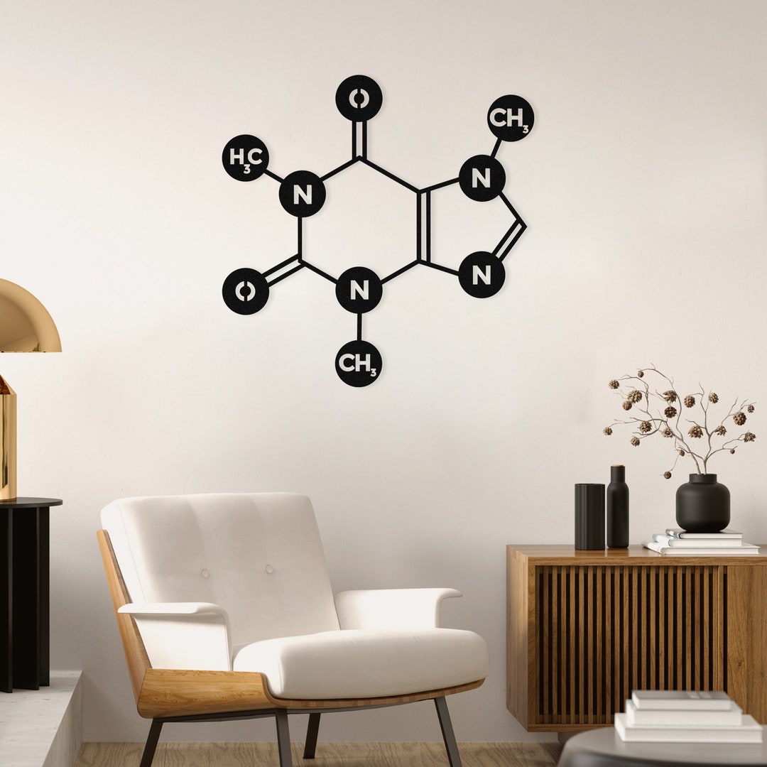 Caffeine Molecule Metal Wall Art, Caffeine Molecule Decor, Wall Decor ...