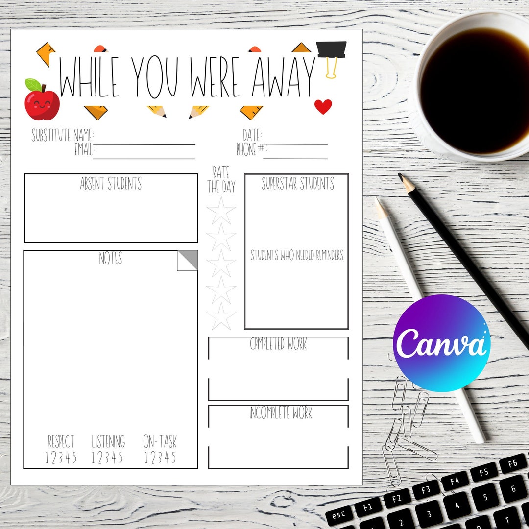 Substitute Teacher, Substitute Teacher Note, Substitute Teacher ...