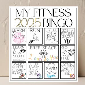Printable 2025 Bingo Card, 2025 Vision Board Bingo Card, New Year Party ...