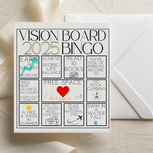 Printable 2025 Bingo Card, 2025 Vision Board Bingo Card, New Year Party ...