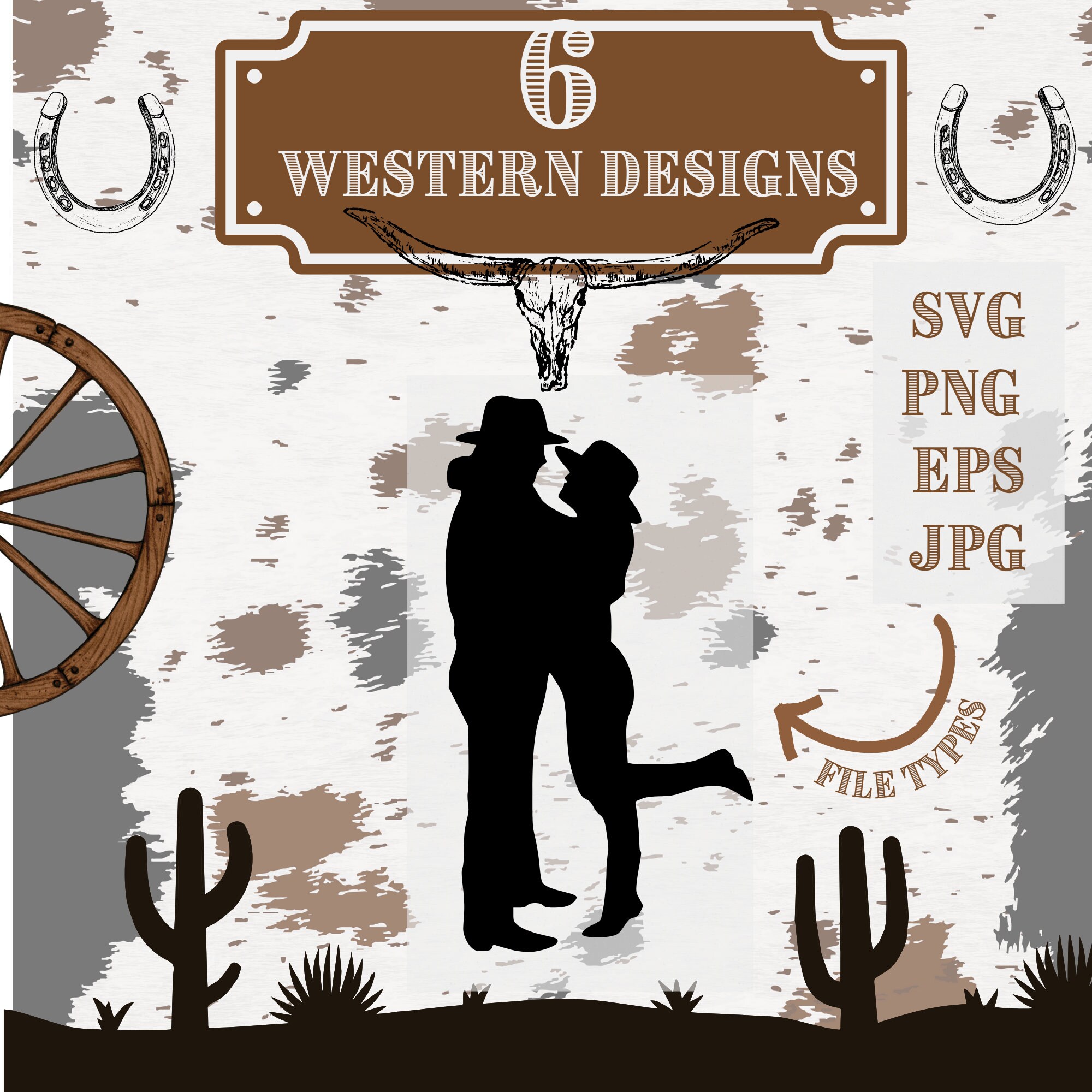 Western Couple SVG Bundle, Cowboy Cowgirl Silhouette, Love & Wedding ...