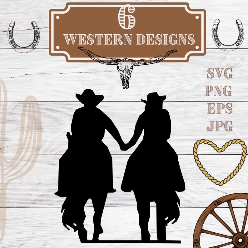 Western Couple SVG Bundle, Cowboy Cowgirl Silhouette, Love & Wedding ...