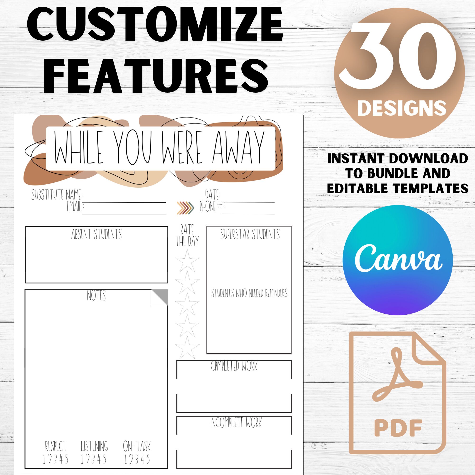 Substitute Teacher Note, While You Were Away, Classroom Communication ...