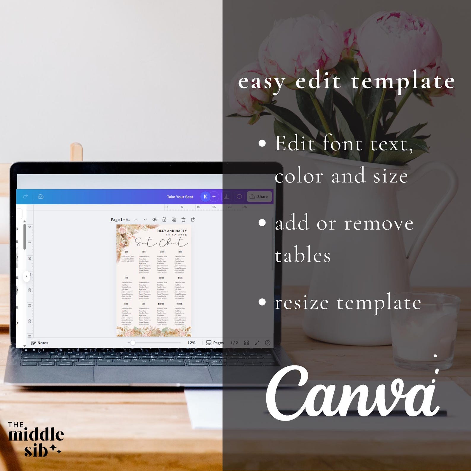 Floral Boho - Wedding Seat Chart | Modern Reception Seating Plan ...