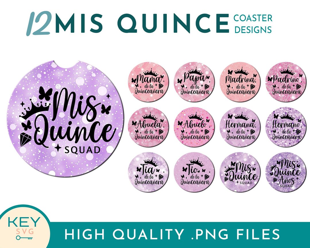 Mis Quince Round Drink Coaster Png, Quince Anos Coaster, Car Coaster ...