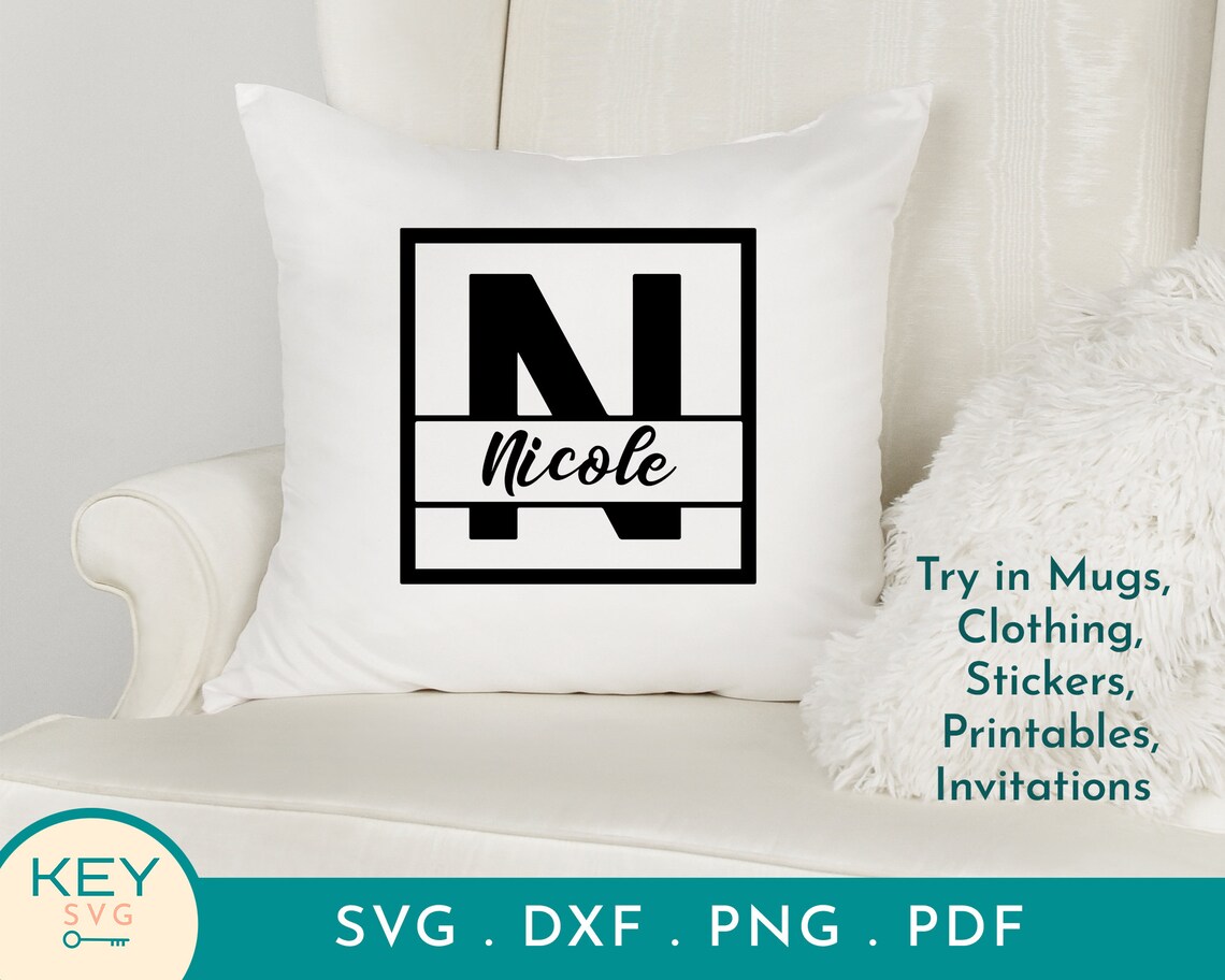 Split Square Frame Monogram Svg Square Svg Square Keychain - Etsy