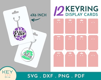 Keyring Fob Display Card SVG Template Keychain Key Ring Wristlet Card ...