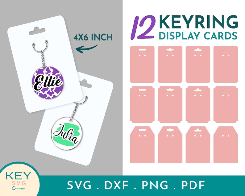 Keychain Display Card Svg, Keyring Display Card Template, Keychain Card ...