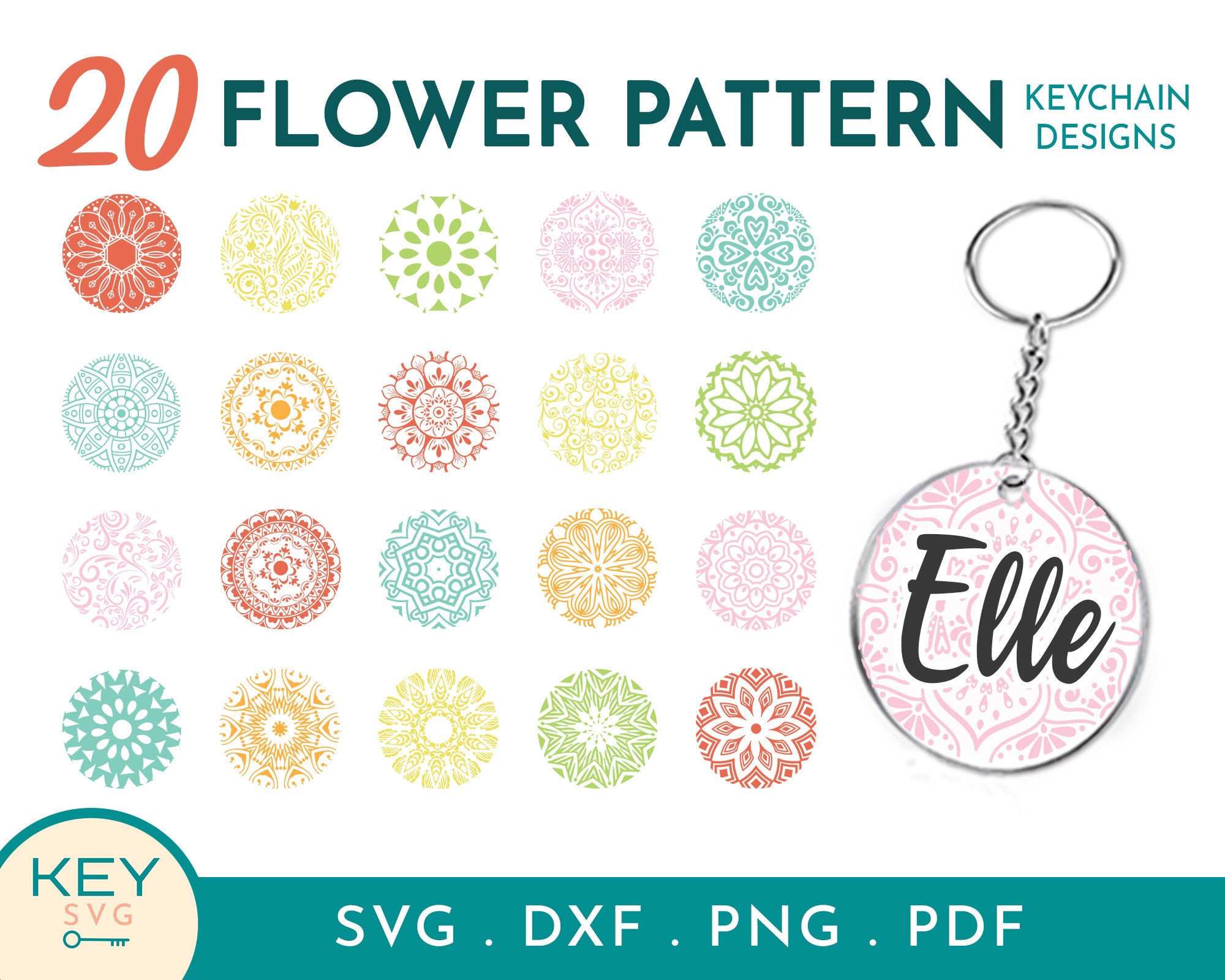 Prints Key Fob svg design Round Pattern svg Keychain Patterns svg ...