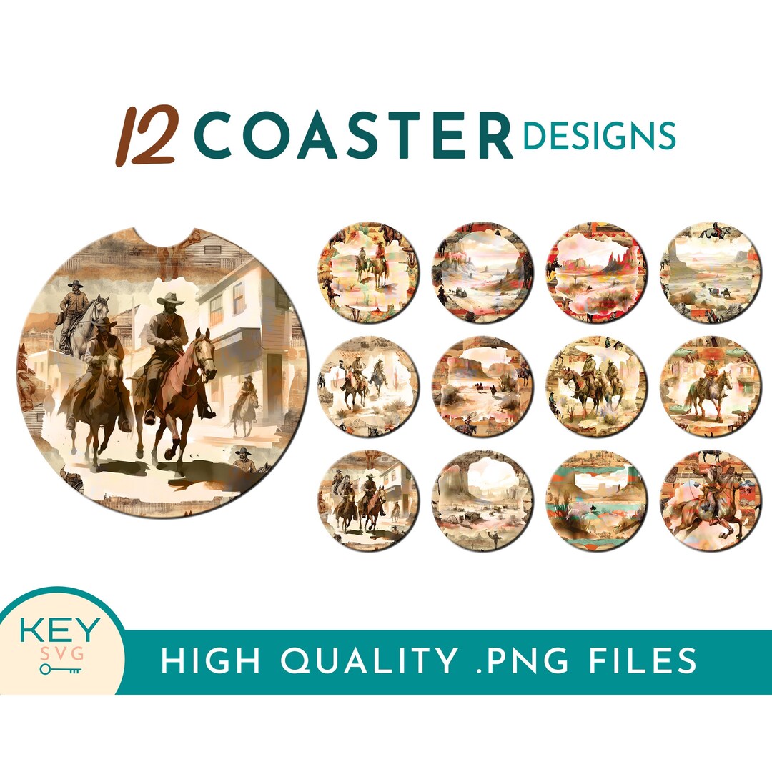 Western Car Coasters, Horses Father's Day Car Coaster Sublimation ...