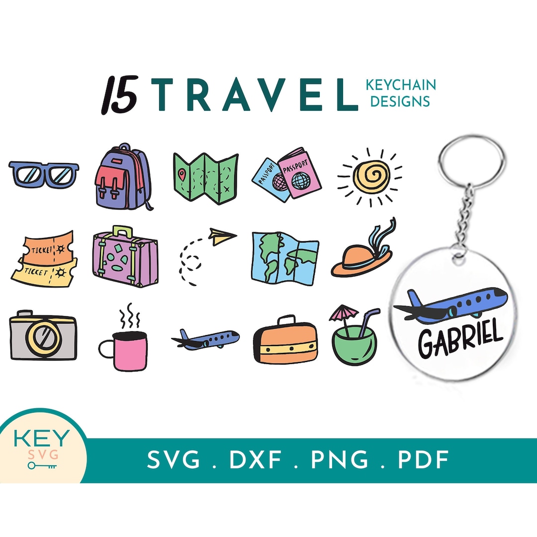 Travel Keychain Svg Traveler Acrylic Keyring Png Round - Etsy