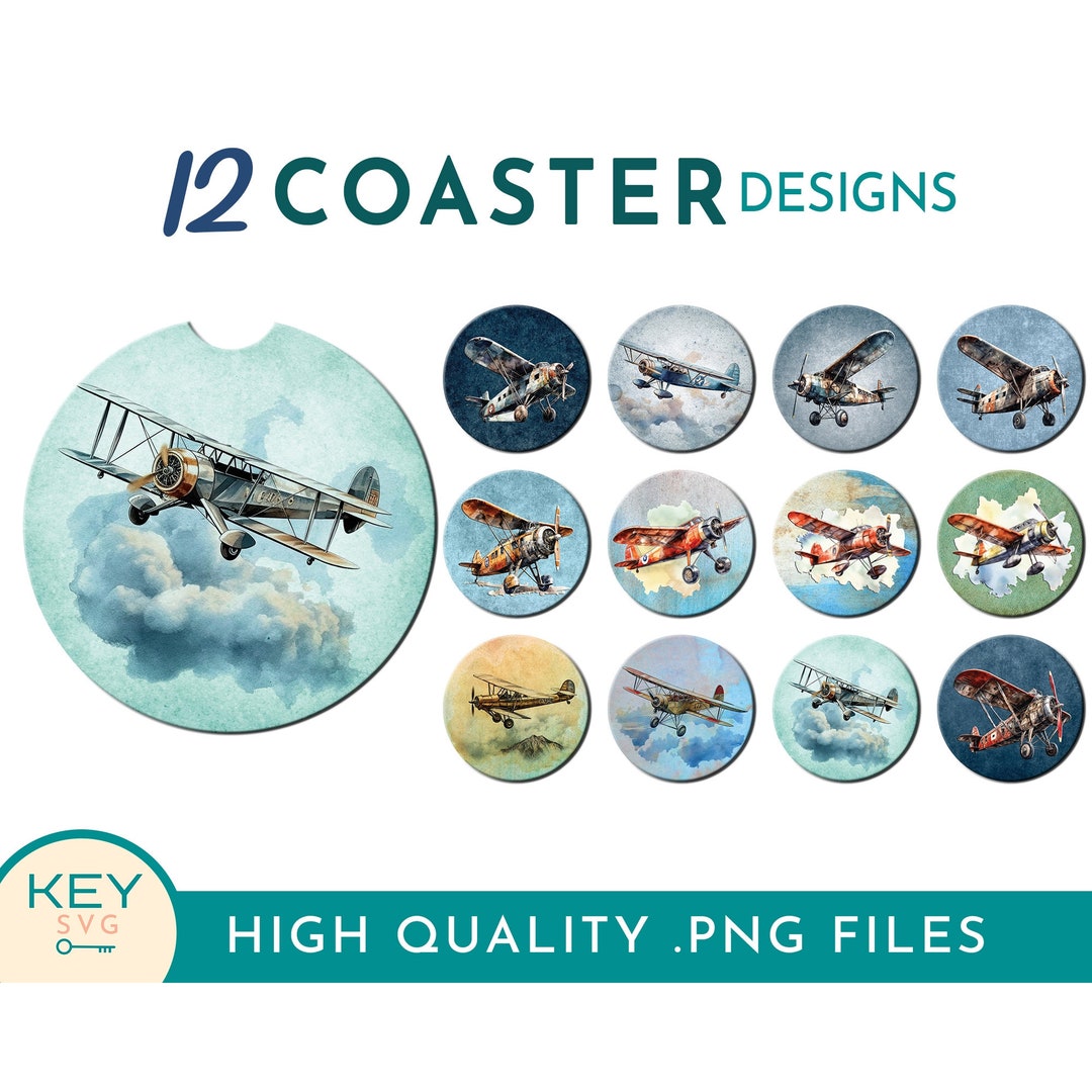 Aviation Car Coasters Png, Classic Airplane Car Coaster Sublimation ...