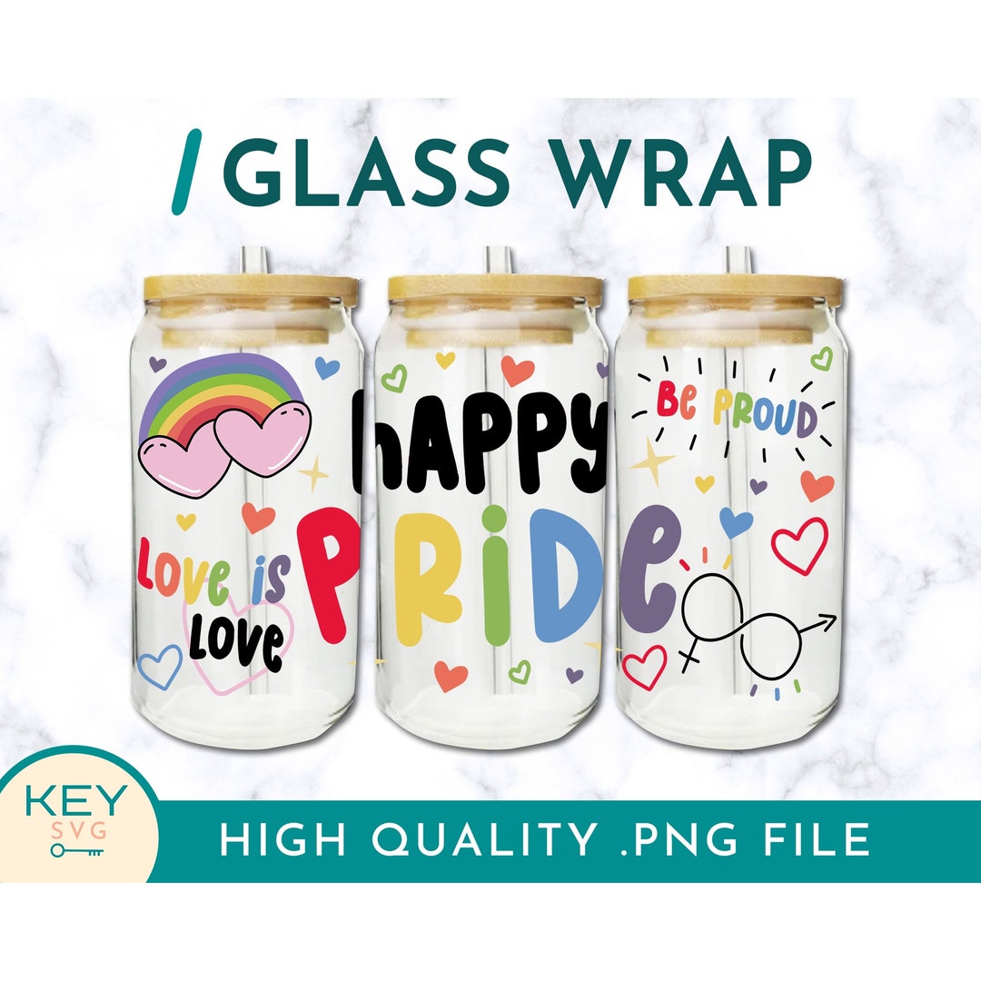 Happy Pride Rainbow Pride Libbey Glass Can Wraps 16oz / 20oz Png ...