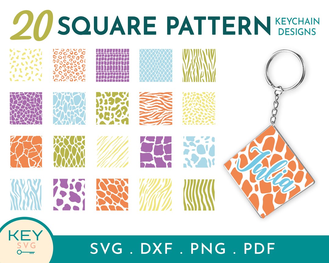 Square Svg Designs, Square Keychain Svg, Animal Print Keychain Svg ...