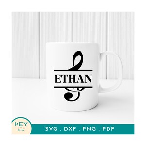 Split Music Notes Svg, Monogram Musical Note Svg, Music Teacher Gift ...