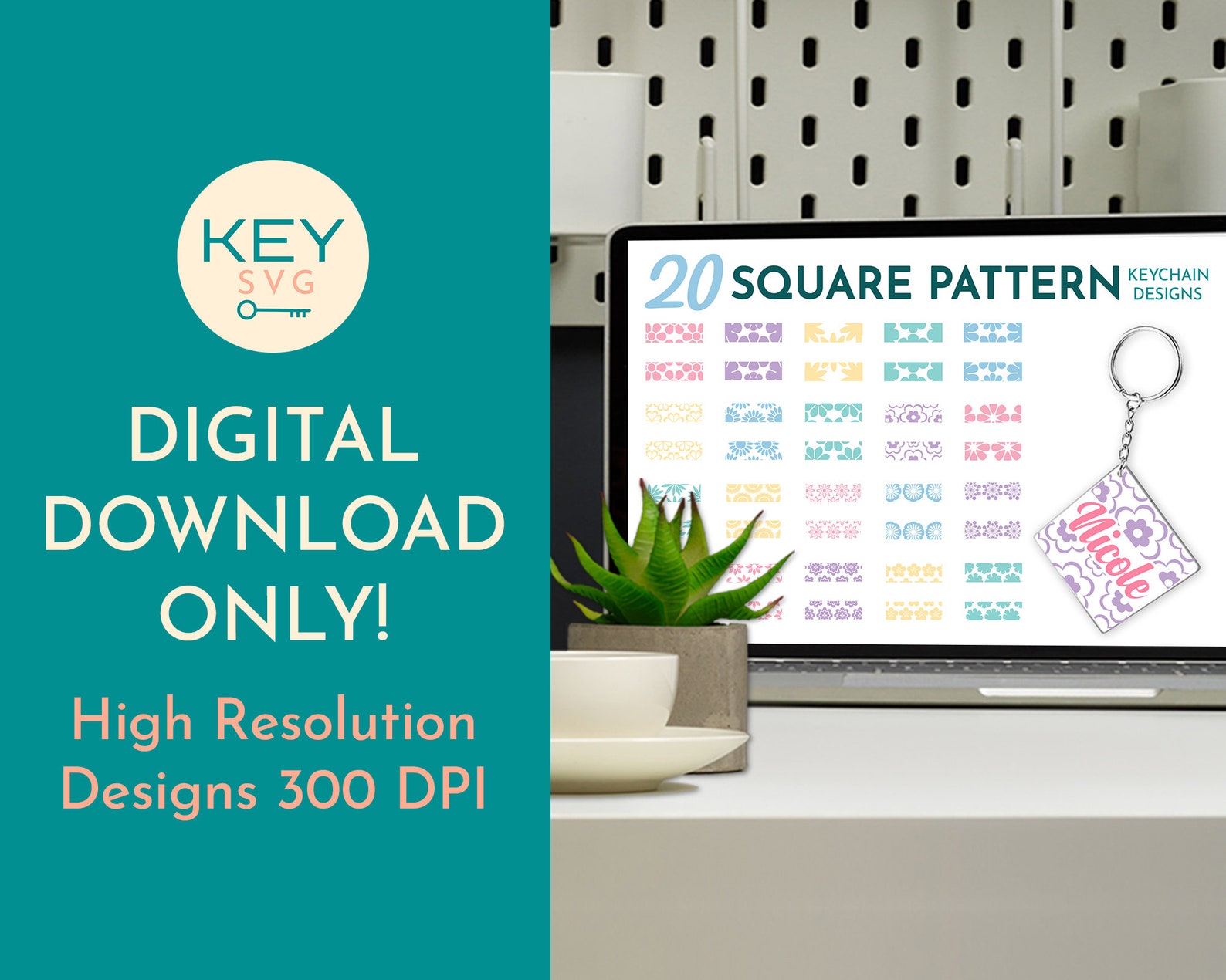 Split Square Flower Mandala Svg Square Svg Acrylic Keychain | Etsy