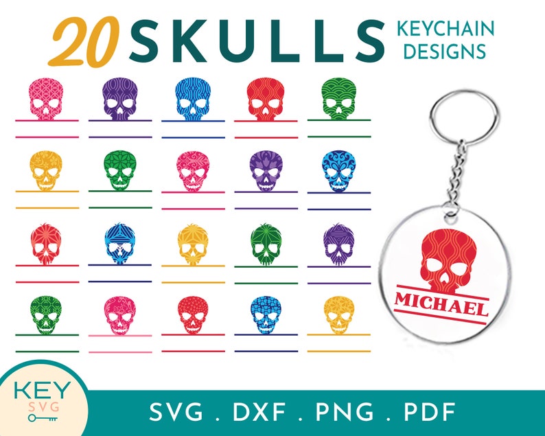 Split Skull Svg Bundle Skull Clipart Skulls Png Keychain - Etsy
