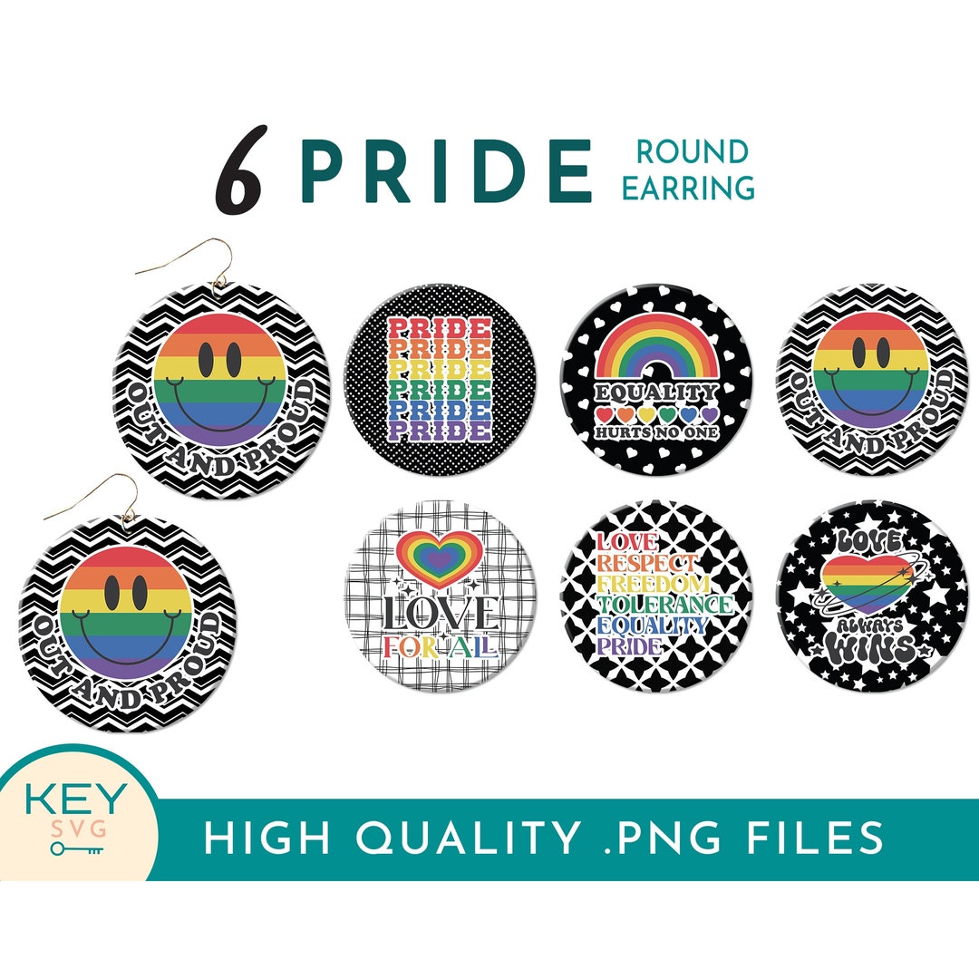 Pride Month Round Earring Png, LGBT Png, Pride Rainbow, Sublimation Earring Designs, Pride Flag ...