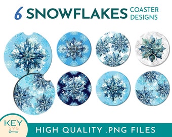 Blue Glitter Snowflake PNG Bundle 7 Snowflake Images - Etsy