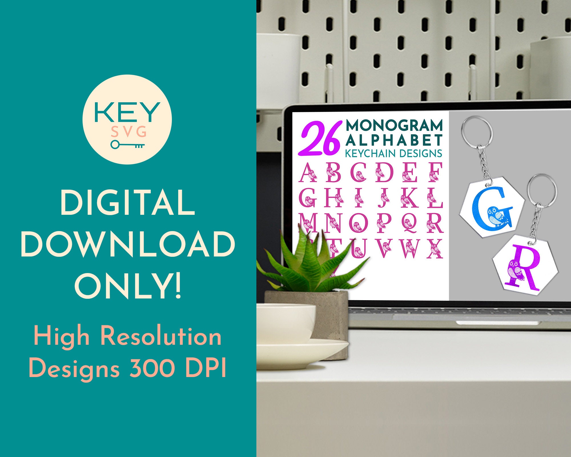 26 Owl Monogram Svg Bird Svg Monogram SVG Alphabet Keychain - Etsy