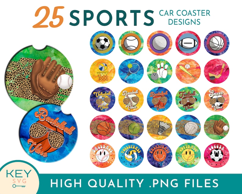 25 Sports Car Coaster Bundle Png Football Png Game Day Png - Etsy
